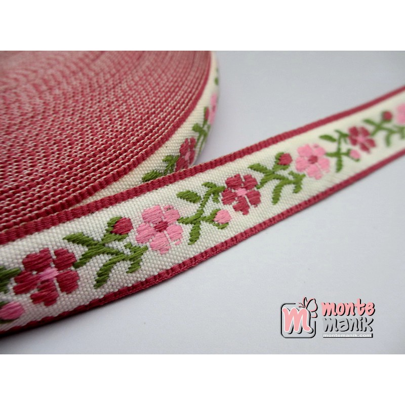 Jual Pita Jacquard Motif Sulur Bunga Dusty Pink 1,4cm (PITA-176 ...