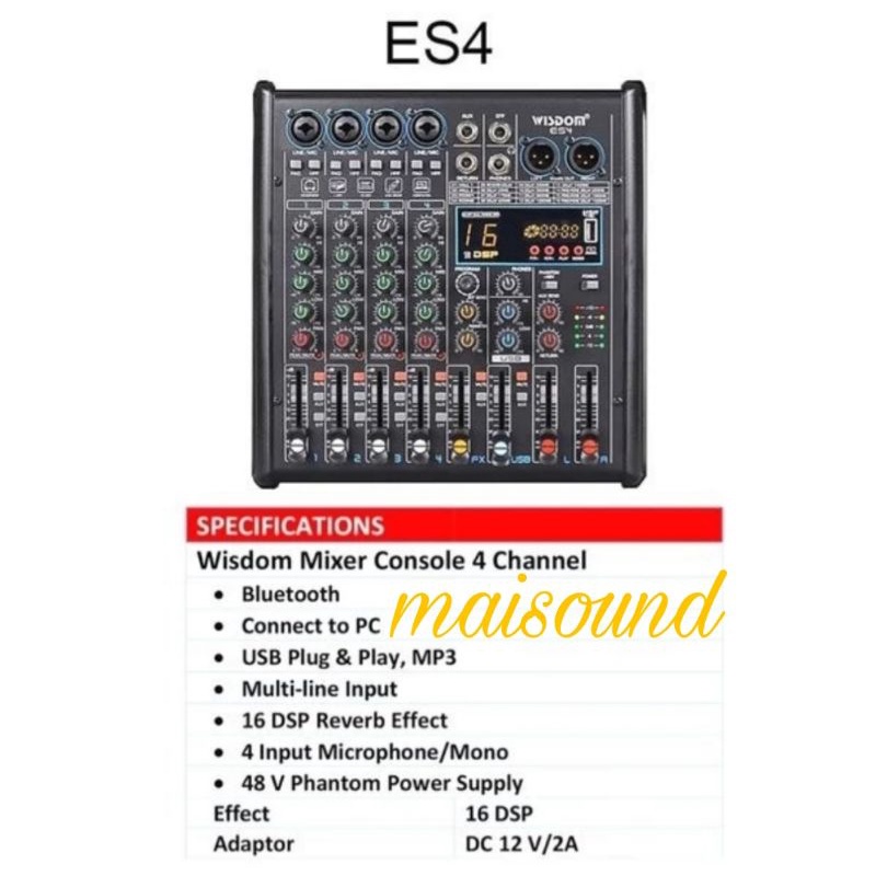 Jual MIXER WISDOM ES4 ORIGINAL MIXER WISDOM ES 4 CHANNEL WITH BLUETOOTH ...