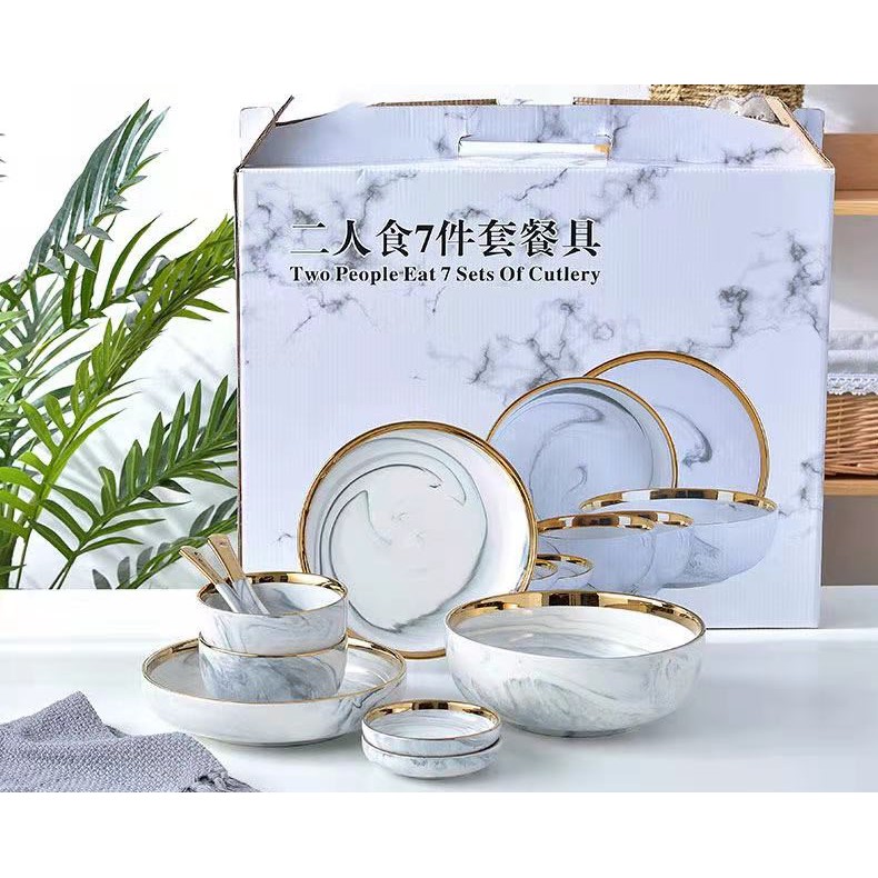 Jual MARBLE PLATE GREY 9SET FOR 2PAX (PIRING MARBLE) | Shopee Indonesia