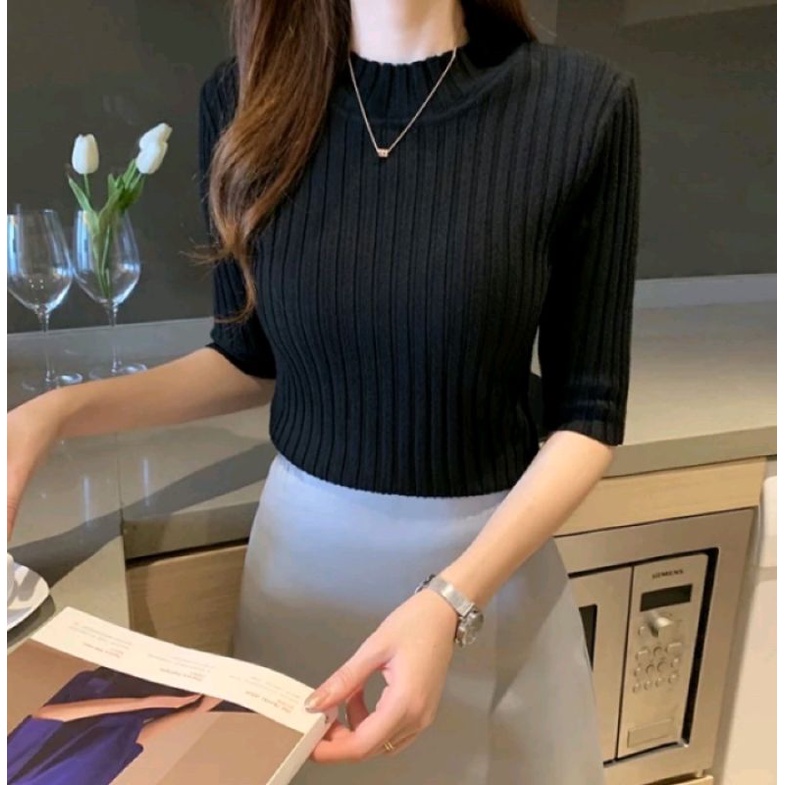 Jual Inner Baju Manset rajut Lengan 3/4 Atasan Baju Rajut Wanita ...