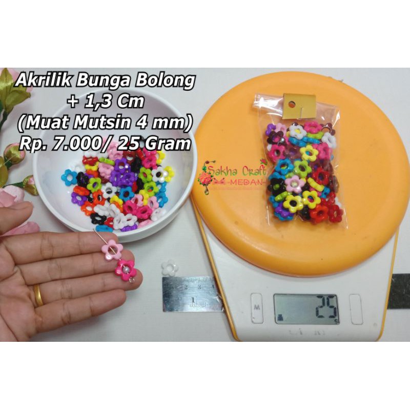 Jual Mote Akrilik Bunga Bolong 1,3 Ccm/ 25 gram (Bahan Craft Medan ...
