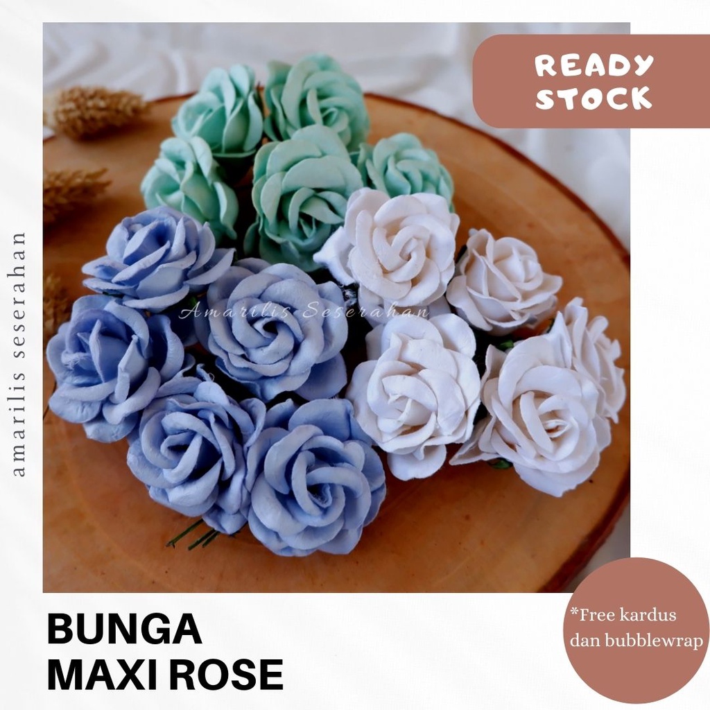 Jual 203. Mulberry Paper Flower Bunga kertas scrapbook mahar Maxi Roses ...