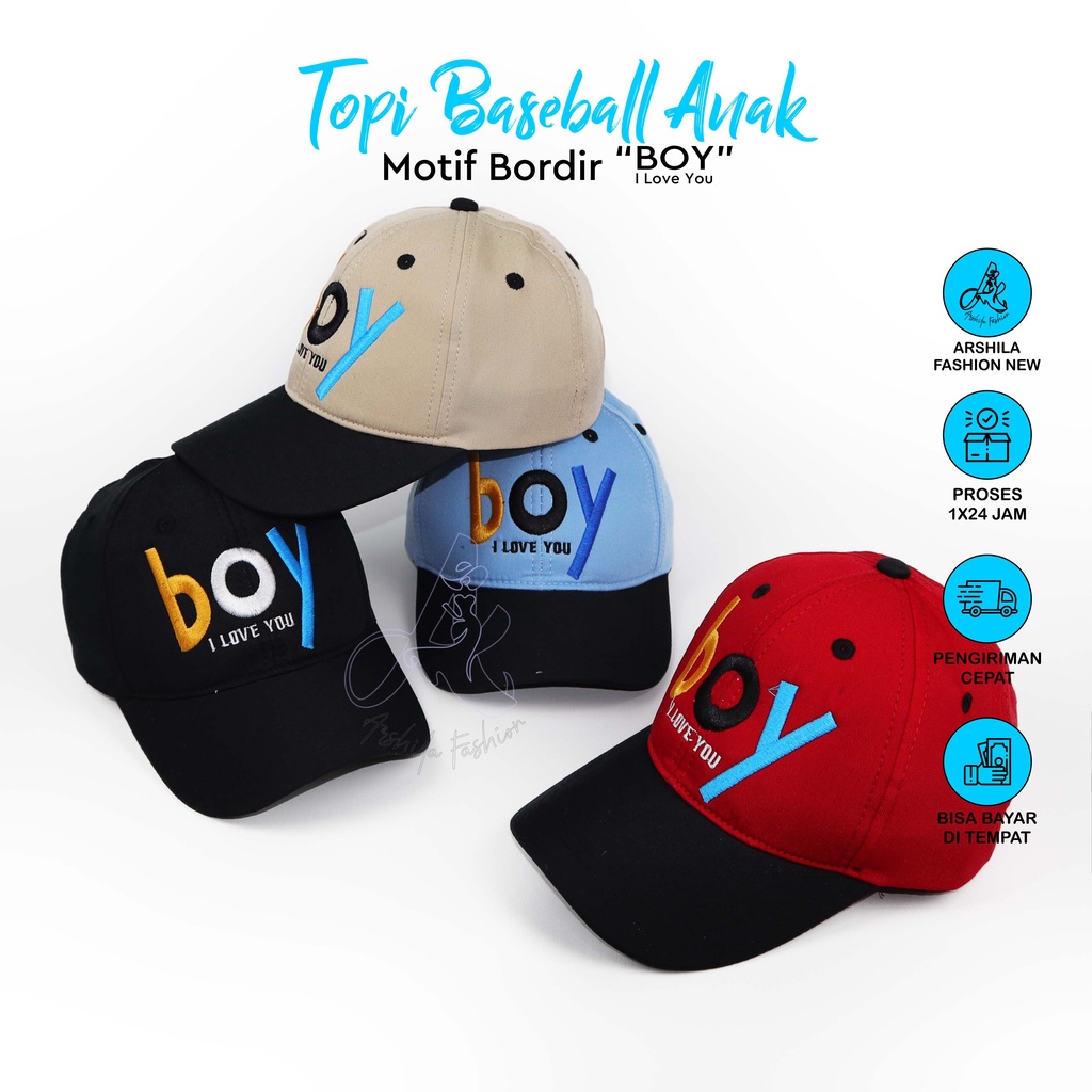 Jual TOPI ANAK Bordir BOY / TOPI ANAK BORDIR BOY | Shopee Indonesia