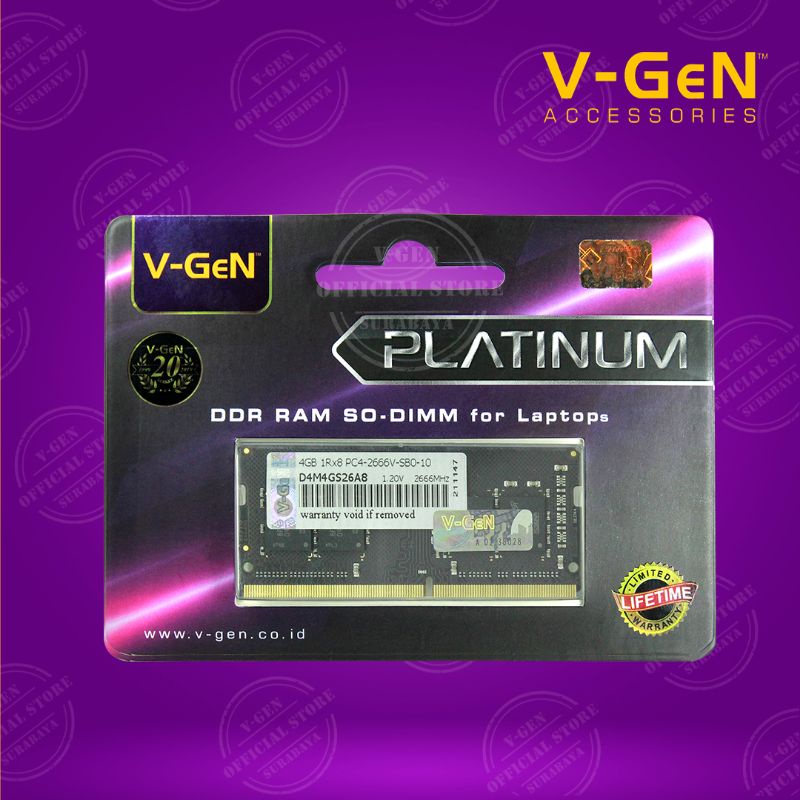 Jual RAM SODimm DDR4 4GB 8GB 16GB PC21300 / 2666Mhz Platinum V-GEN | Shopee Indonesia
