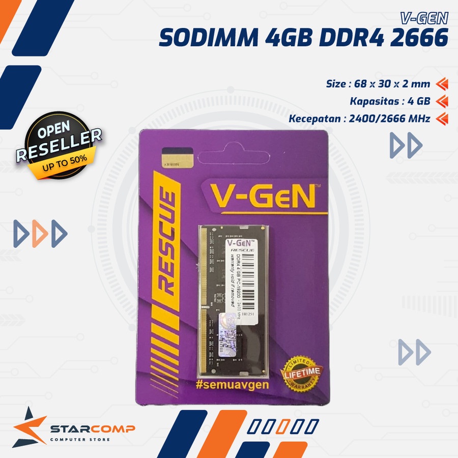 Jual RAM V-GeN DDR4 4GB 2666 Mhz SODIMM VGen RESCUE Sodim | Shopee ...