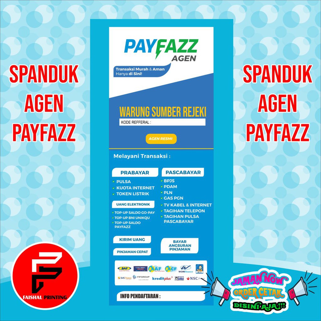 Jual banner / spanduk / backdrop agen payfazz ukuran 0,6 x 1,6 m ...