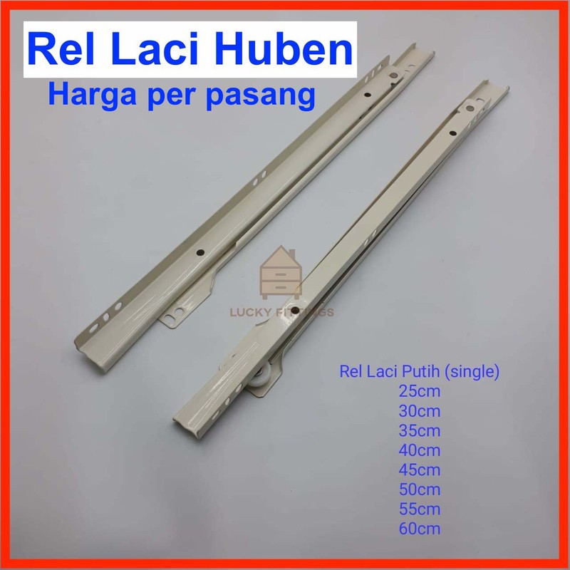 Jual Rel Laci HUBEN 60 cm Putih Single Drawer Cabinet Slide [PASANG ...