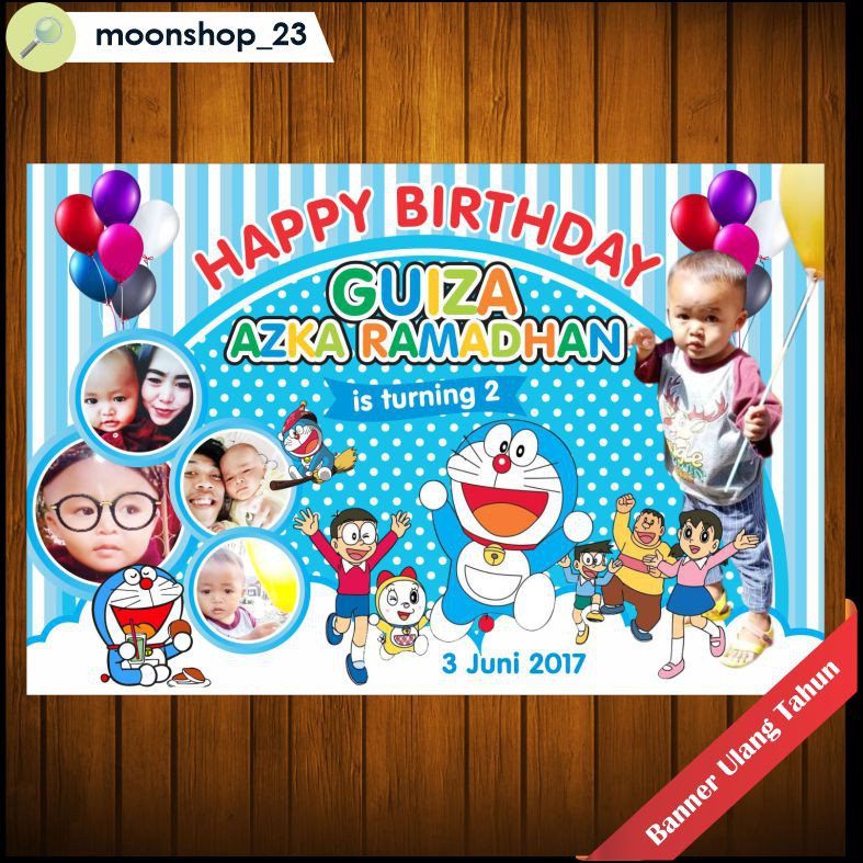 Jual Spanduk / Banner / Backdrop Ulang Tahun Custom Tema Doraemon ...