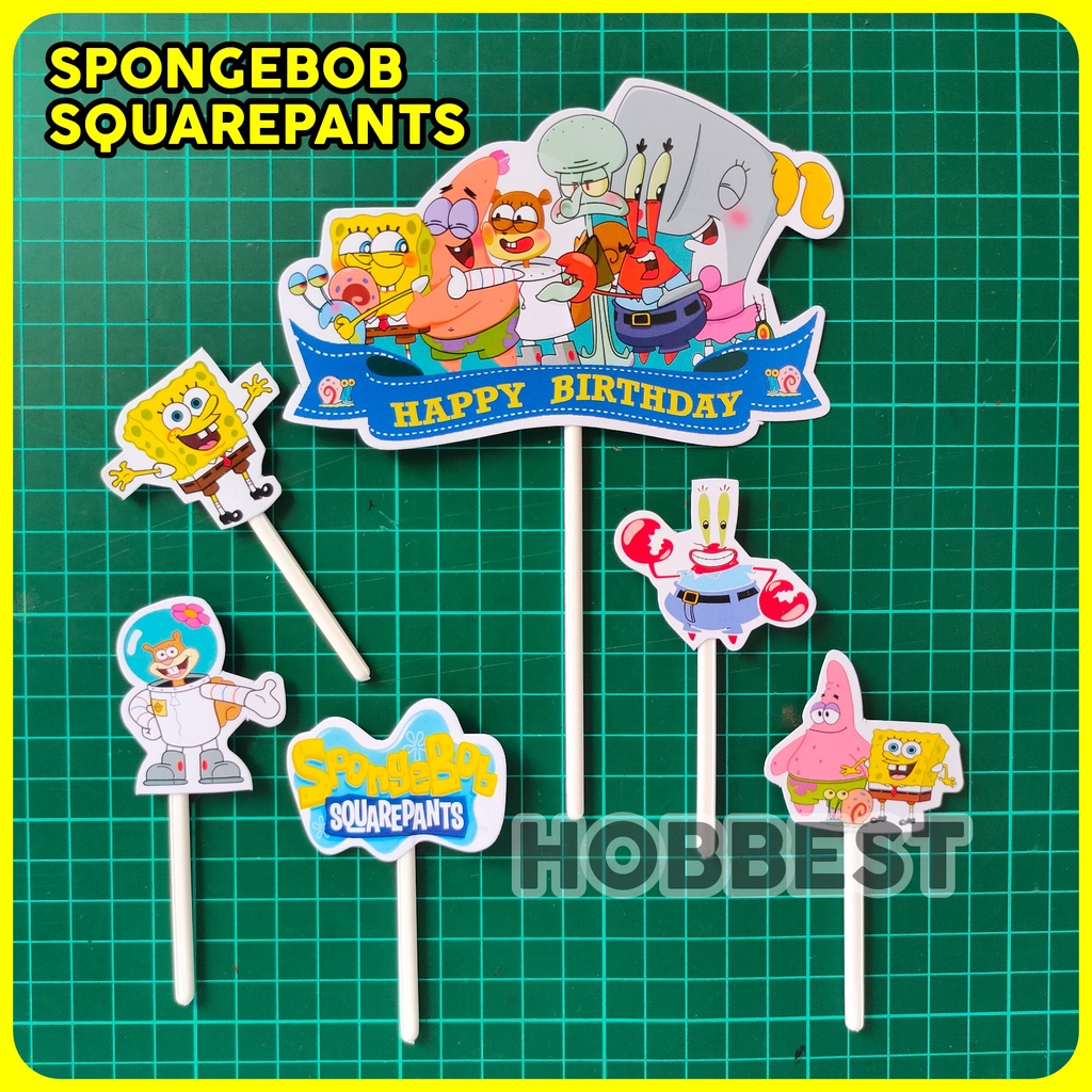 Jual TOPPER CAKE KERTAS SPONGEBOB SQUAREPANTS Dekorasi Hiasan Kue Ultah ...