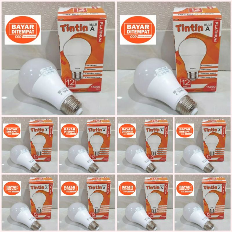 Jual Led Tintin Platinum 12 watt ( Paket Grosir 10 pcs ) Lampu Led bulb/ bulat | Shopee Indonesia