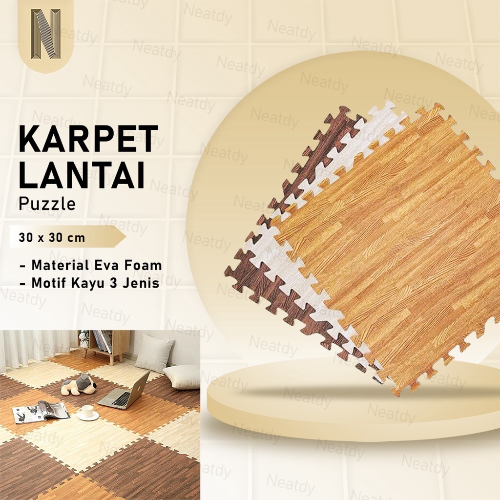 Jual Eva mat matras tikar karpet playmat lumba puzzle bayi motif kayu B ...