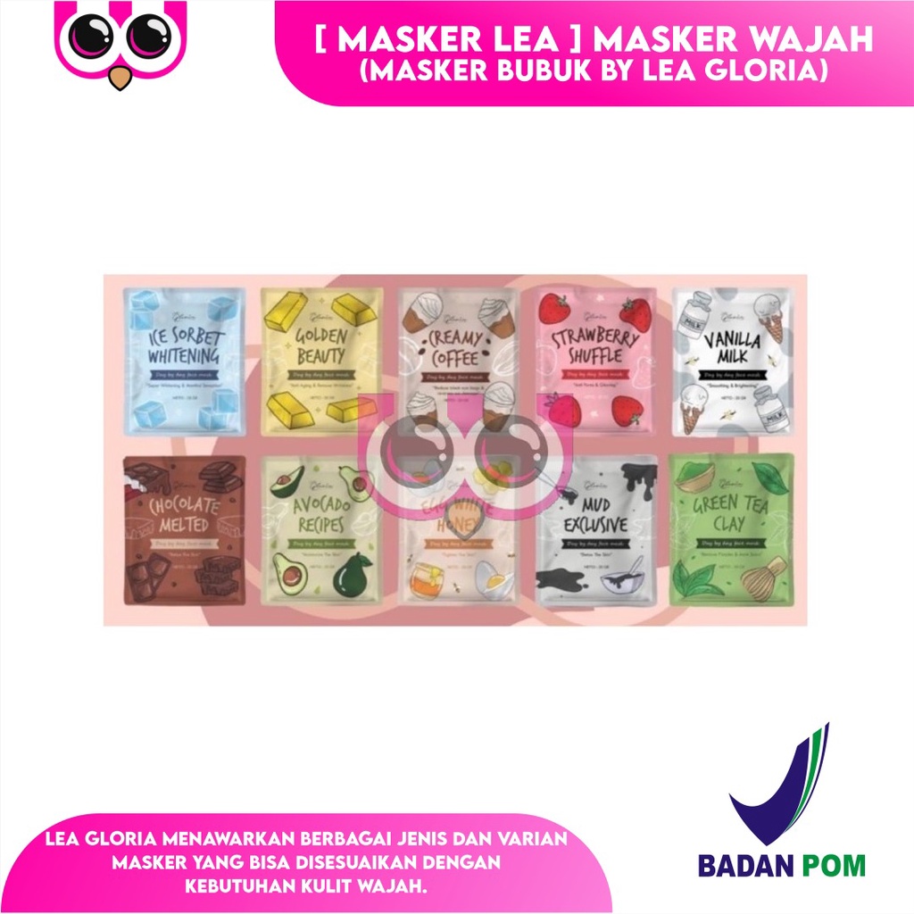 Jual [ MASKER LEA ] MASKER WAJAH / MASKER BUBUK BY LEA GLORIA / MASKER BUBUK 20 GR / MASKER LEA ...