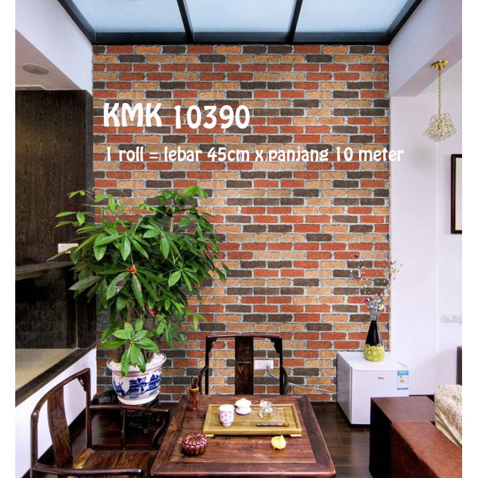 Jual WALLPAPER DINDING MOTIF BATU BATA MERAH KMK 10390 UKURAN 45CM X ...