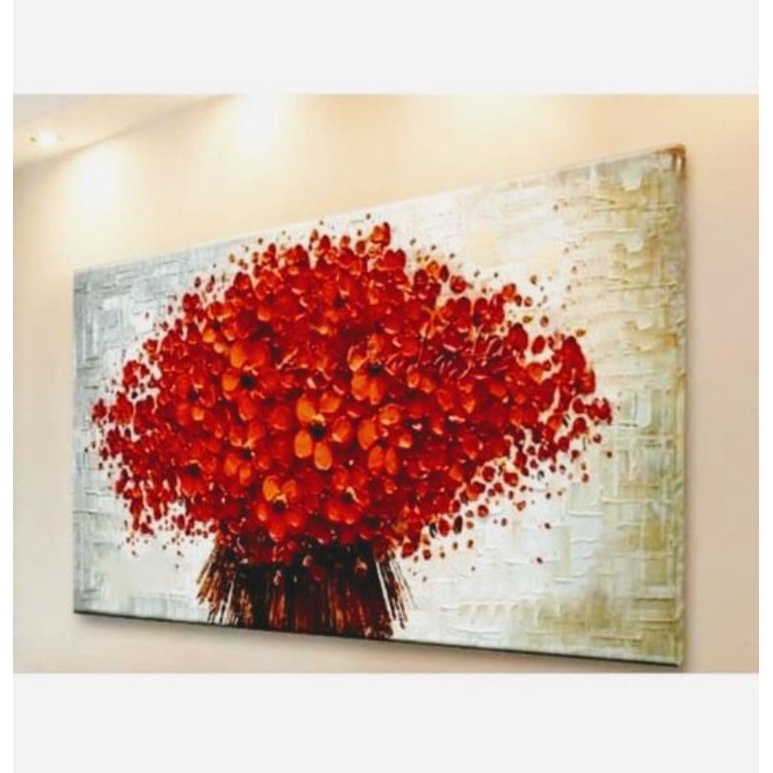 Jual lukisan Bunga timbul moderen |hiasan dinding mewah | Shopee Indonesia
