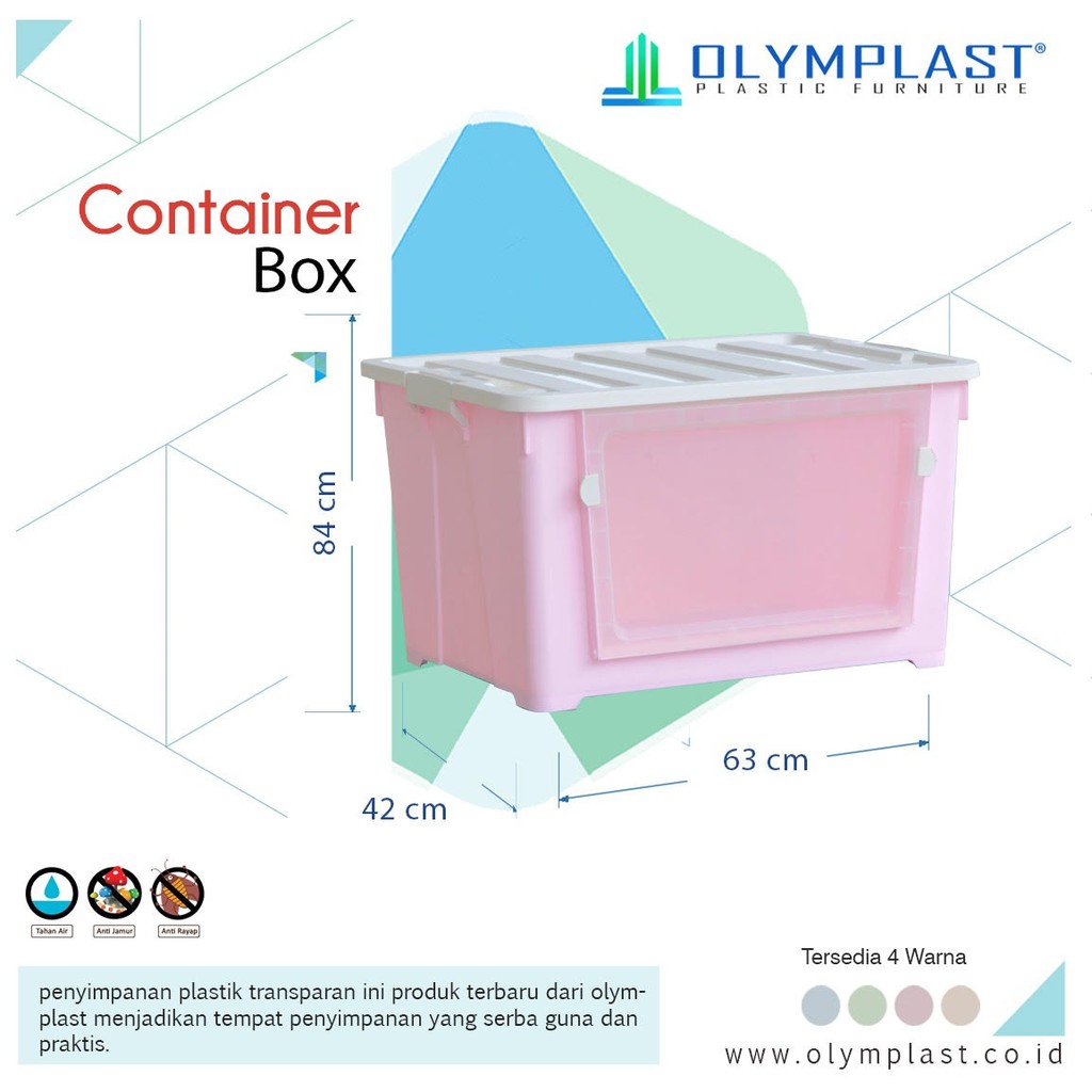 Jual Olymplast Box Container OBC 62 Liter Dengan Roda Kotak Plastik ...