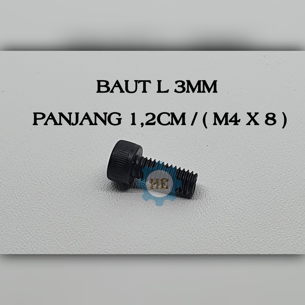 Jual BAUT L UKURAN 3MM PANJANG 1,2CM / M4 X 8 ISI 10 PCS | Shopee Indonesia