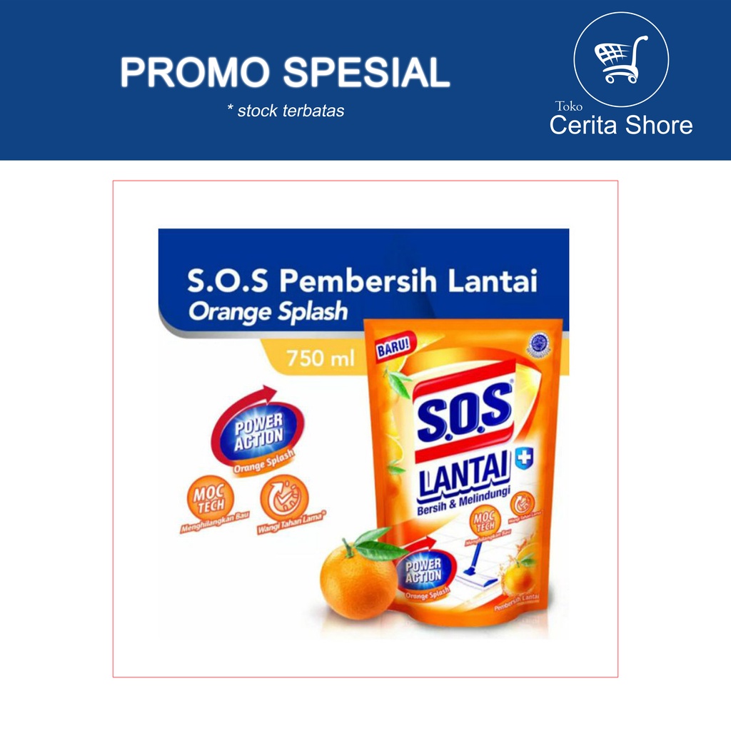 Jual S.0.S PEMBERSIH LANTAI ORANGE SPLASH 750ml | Shopee Indonesia