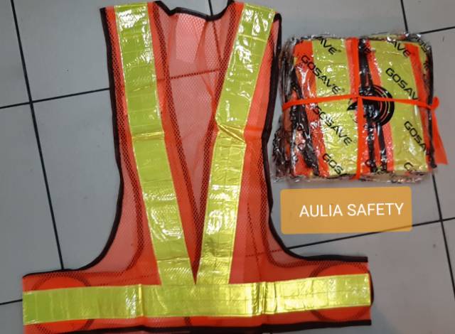 Jual ROMPI JARING GOSAVE V-GUARD ORANGE SAFETY VEST MURAH | Shopee ...