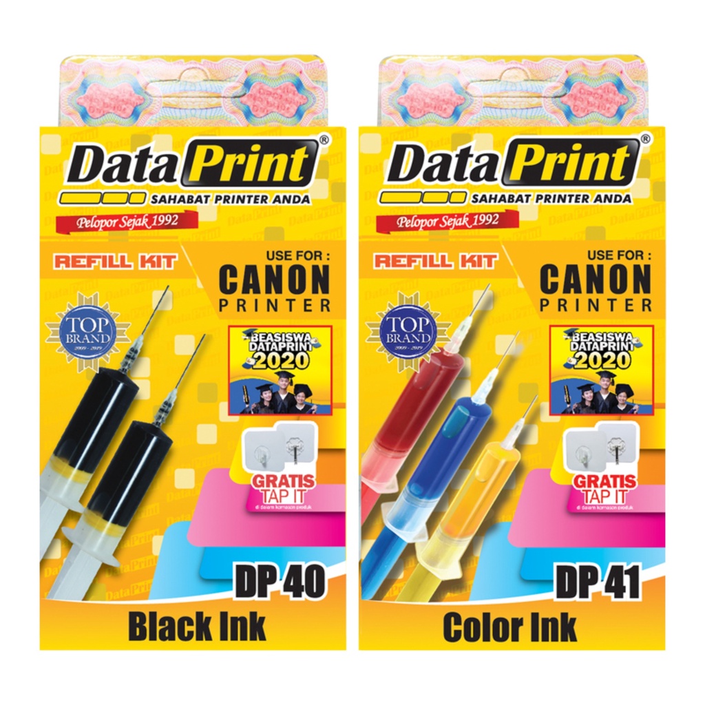 Jual TINTA SUNTIK CANON DATA PRINT / REFIL TINTA SUNTIK CANON DP-40 DAN D41 HITAM DAN WARNA ...