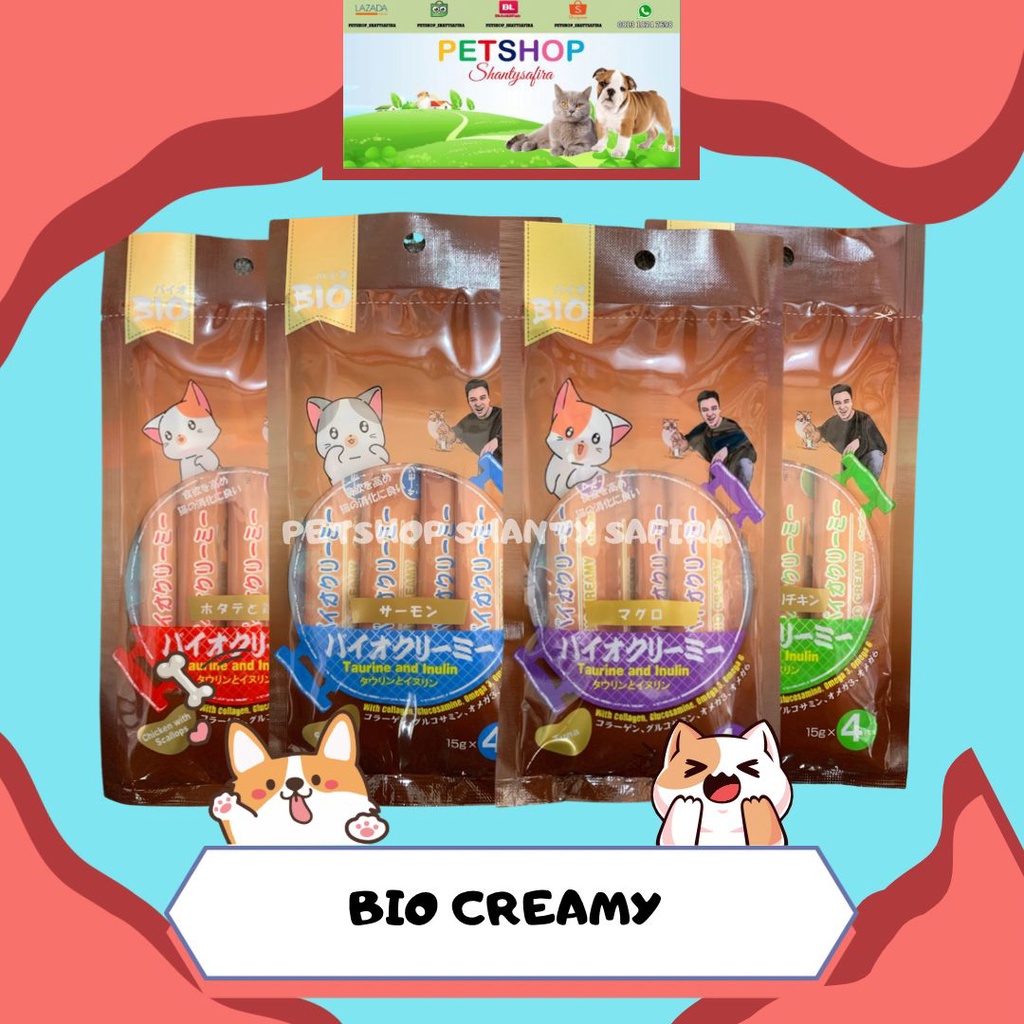 Jual SNACK KUCING LIQUID BIO CREAMY PLUS TAURIN DAN INULIN BIO CREAMY ...