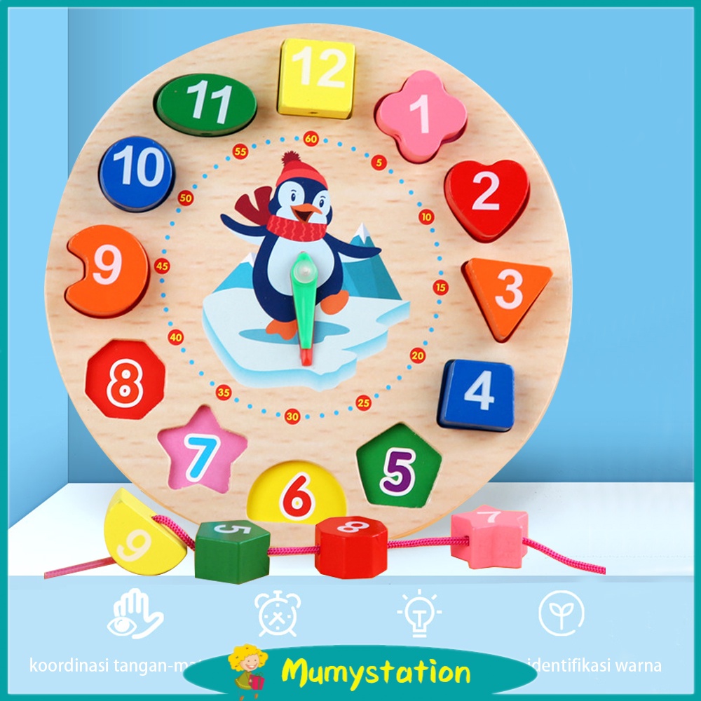 Jual Mumystation beeded wooden clock Mainan Edukasi Jam Kayu mainan ...