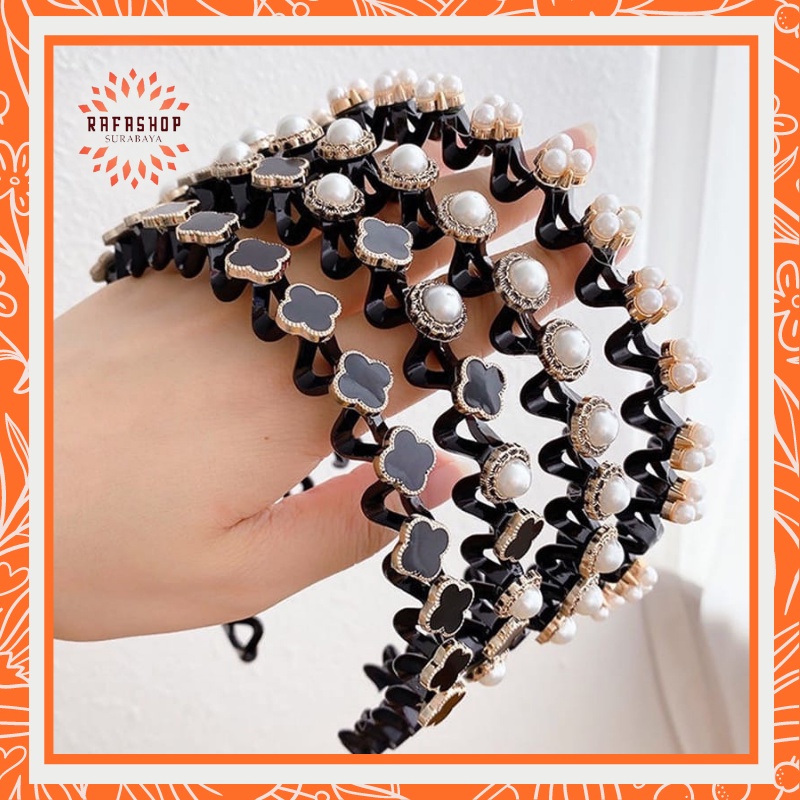 Jual ACC086 Bando Fashion Korea Bando Rambut Mutiara Cantik Elastis ...
