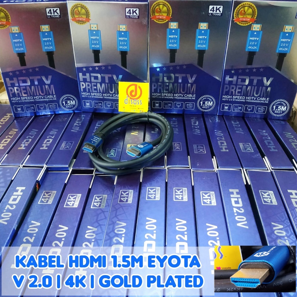 Jual KABEL HDMI 4K 1.5M EYOTA V2.0 GOLD PLATED - DISASS JOGJA | Shopee Indonesia