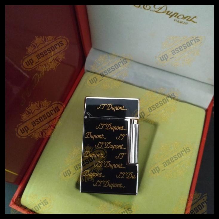Jual Korek Api Mewah St Dupont Paris 0162 Black Silver Souvenir Kado ...