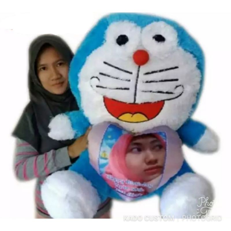 Jual Jumbo 65cm boneka doraemon foto tulisan nama hadiah kado custom ...