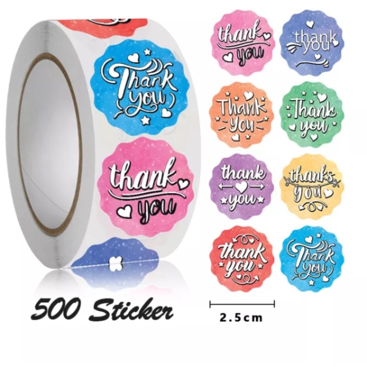 Jual SHOPHOME - Stiker Thank You 500 pcs Produk Makanan Sticker Label ...