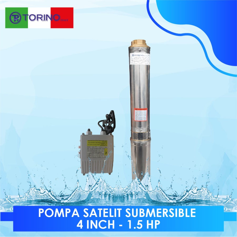 Jual POMPA SATELIT SUBMERSIBLE CASING 4 INCH - 1.5 HP TORINO-ITALY | Shopee Indonesia