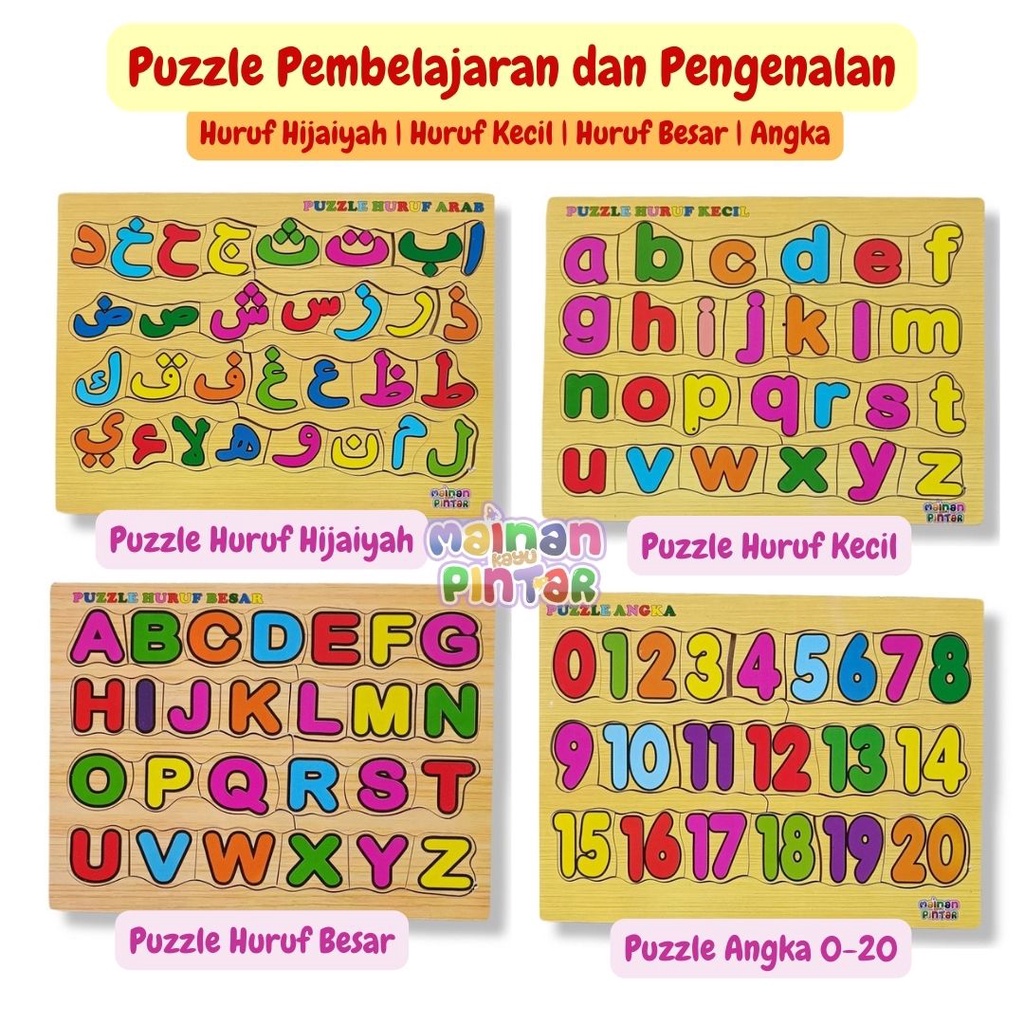 Jual Puzzle Kayu Pengenalan Huruf Hijaiyah Huruf Alphabet Dan Angka ...