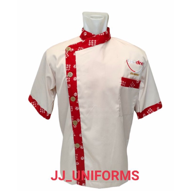 Jual Baju Krem Baju Koki Kemeja Lengan Pendek Pria Wanita Baju Waiters ...