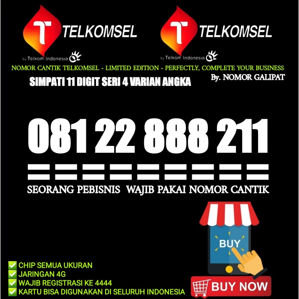 Jual KARTU PERDANA NOMOR CANTIK TELKOMSEL SIMPATI 11 DIGIT 4 VARIAN ANGKA | Shopee Indonesia
