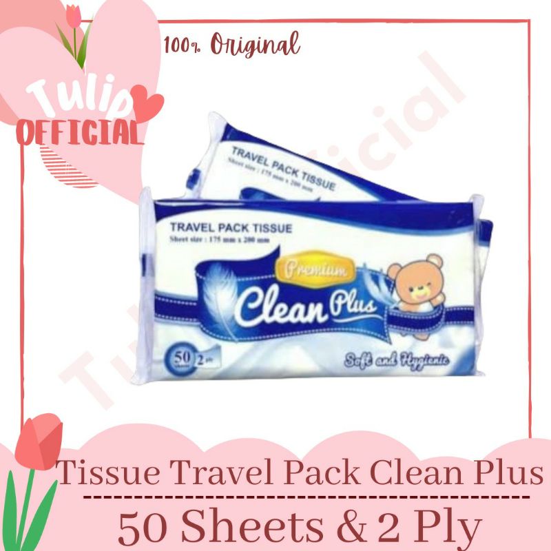 Jual Premium Tisu Tissue Facial CLEAN PLUS Travel pack 50 sheets 2 ply ...