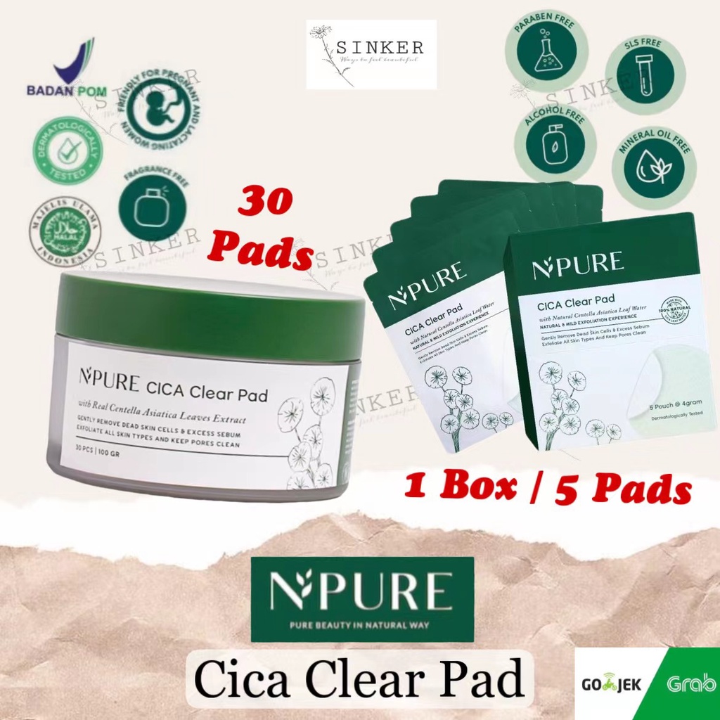 Jual Npure Cica Clear Pad Exfoliating Toner 30 Pads 100ml | Shopee ...