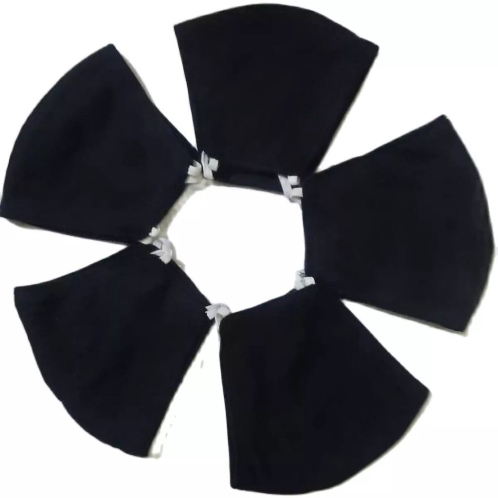 Jual 6 PCS MASKER KAIN KARET KUPING HITAM POLOS 3 LAPIS/PLY | Shopee ...