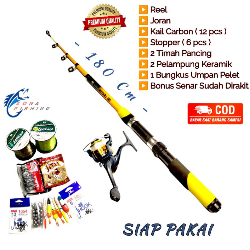 Jual Set Pancing 150 180 210 Cm Joran Antena Telescopic SIAP PAKAI ...