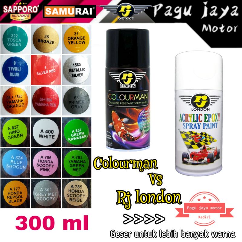 Jual CAT SEMPROT RJ LONDON DAN COLOURMAN 300ml SEMUA WARNA PILOX PILOK ...