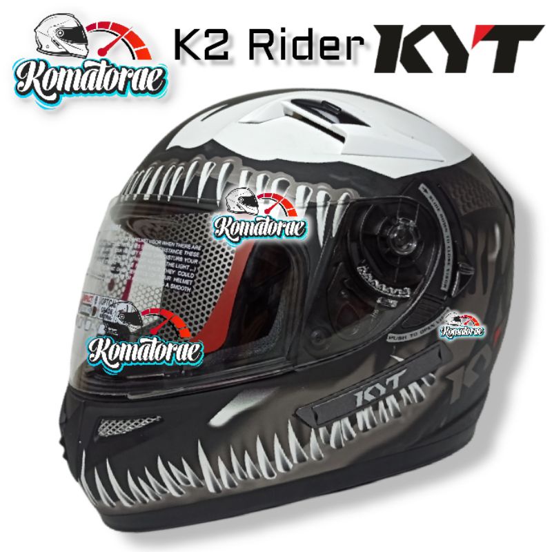 Jual HELM KYT K2 RIDER VENOM BLACK DOFF SILVER DOUBLE VISOR | Shopee ...