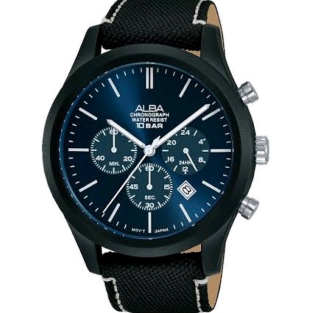Jual ALBA AT3G35 Active Chronograph Stopwatch Black Nylon Leather Blue ...