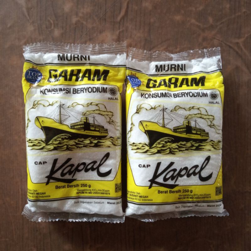Jual garam halus beryodium merk kapal 250gr | Shopee Indonesia