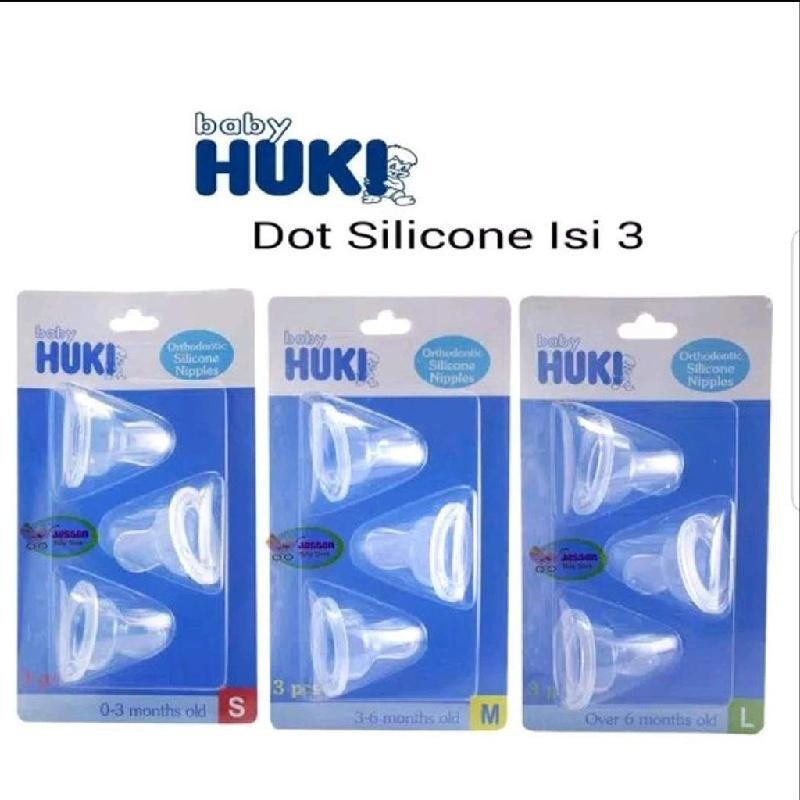Jual BABY HUKI Orthodontic ECER, 3 in 1 Regular Silicone Nipple Dot ...