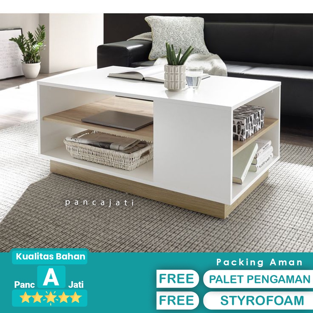 Jual Meja Tamu Minimalis Warna Putih Serat Kayu Muda | Shopee Indonesia