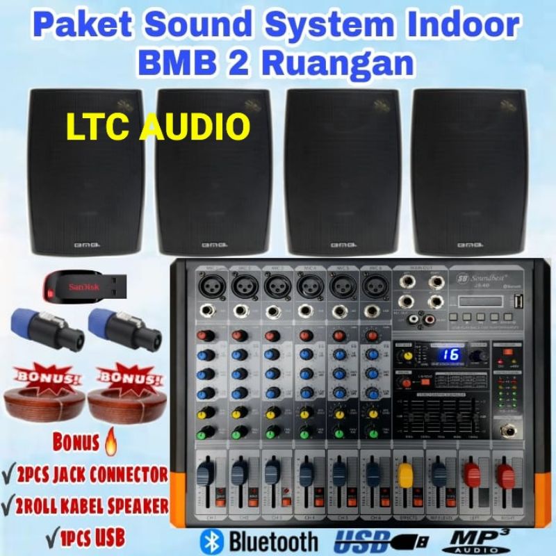 Jual PAKET SOUND SYSTEM INDOOR BMB 2 RUANGAN / SOUND SYSTEM INDOOR CAFE ...