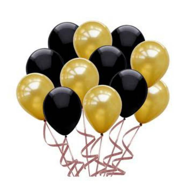 Jual { 20PCS } Balon Latex Metalik Gold Black 12 Inch Tebal / Balon ...