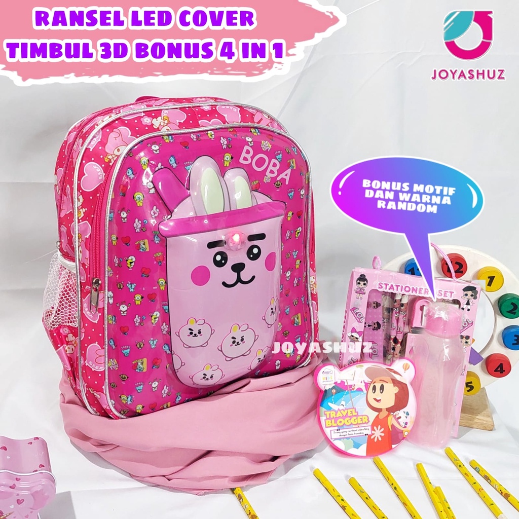 Jual Tas Sekolah Anak Perempuan TK SD Boba Berbonus - Ransel Boba Anak - Tas Anak SD - Tas ...
