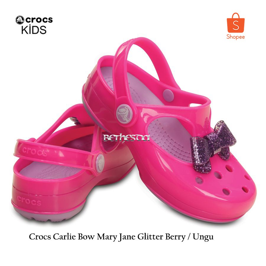 Jual Crocs Carlie Bow Mary Jane Glitter Berry Ungu | Shopee Indonesia