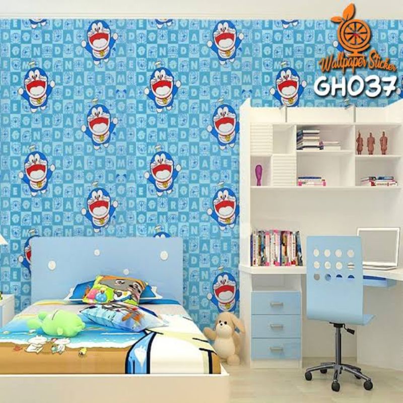 Jual Baru - Murah Wallpaper Sticker Dinding Karakter Kartun Anak Doraemon Kotak - Huruf Lucu ...