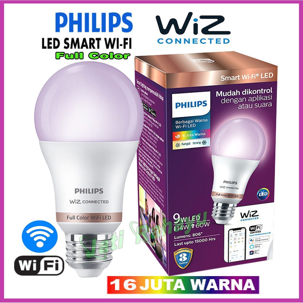 Jual Philips Lampu Smart WiFi LED 9W 9 Watt Full Color RGB Warna WiZ Google | Shopee Indonesia